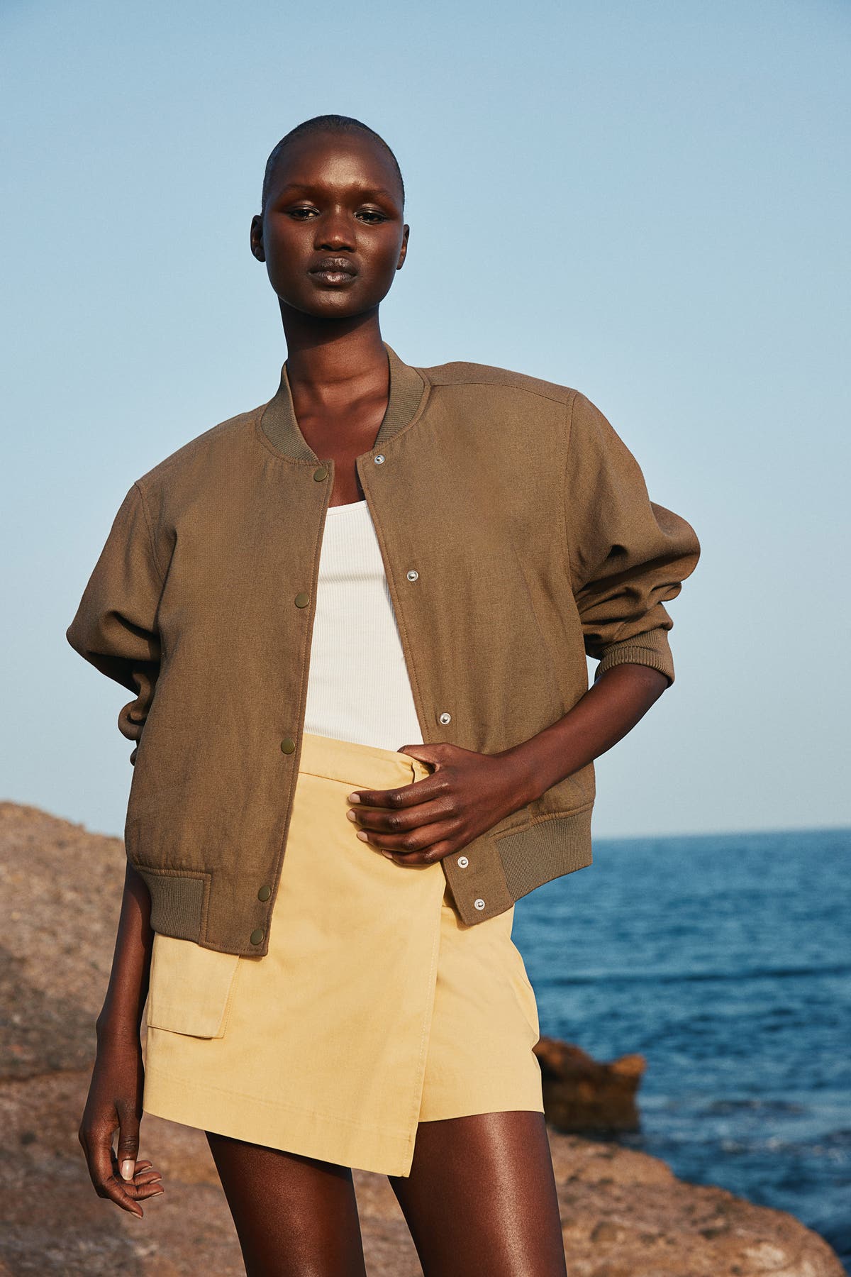 Linen-blend Bomber Jacket | H&M Kuwait